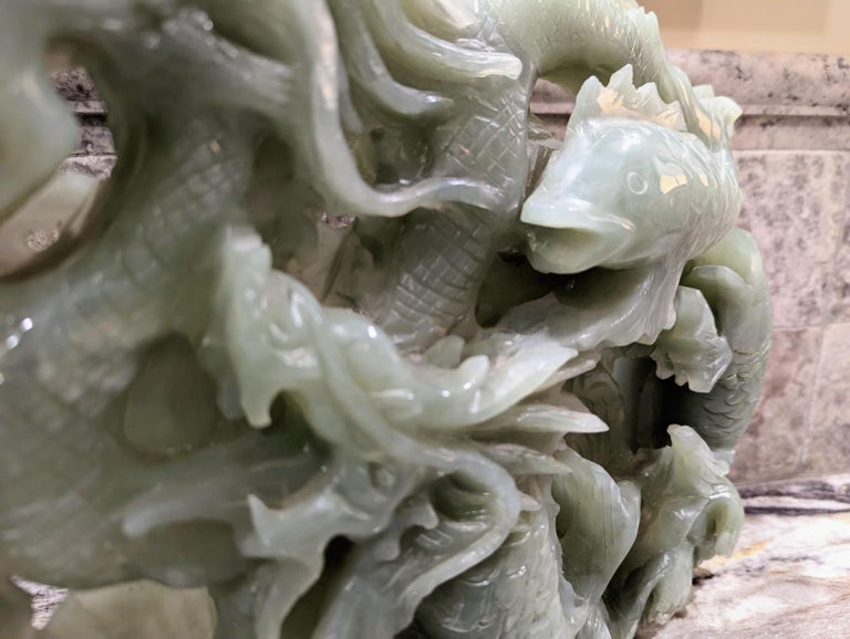 Large Chinese Nephrite Jade Stone Sculpture Hand Carved Fine Art ...