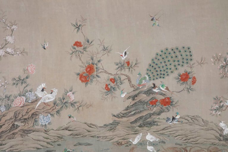 Large Chinese Painted Canvas, circa 1950 at 1stDibs