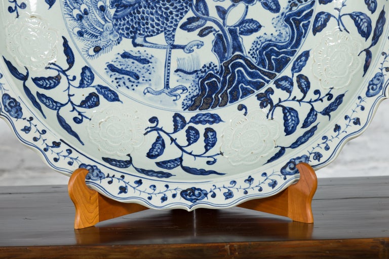 Large Chinese Porcelain Charger Plate with Hand-Painted Blue and White ...