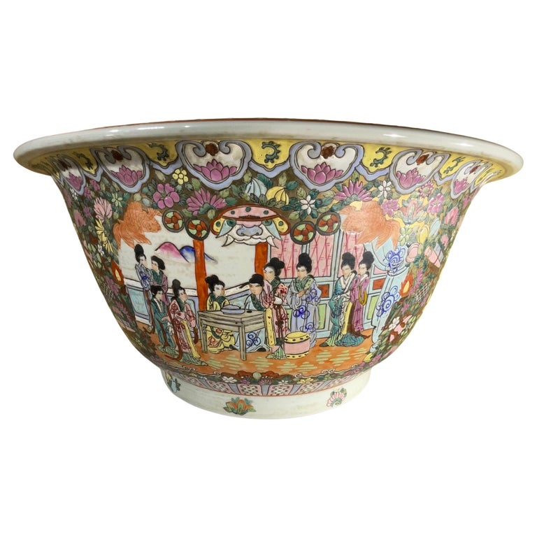 Large Chinese Porcelain Fish Bowl Planter For Sale at 1stDibs
