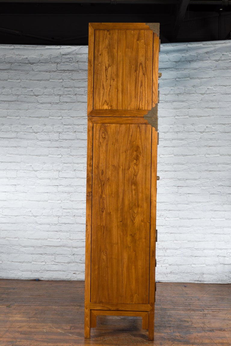 Large Chinese Qing Dynasty 1800s Oak Wood Compound Cabinet with Brass ...