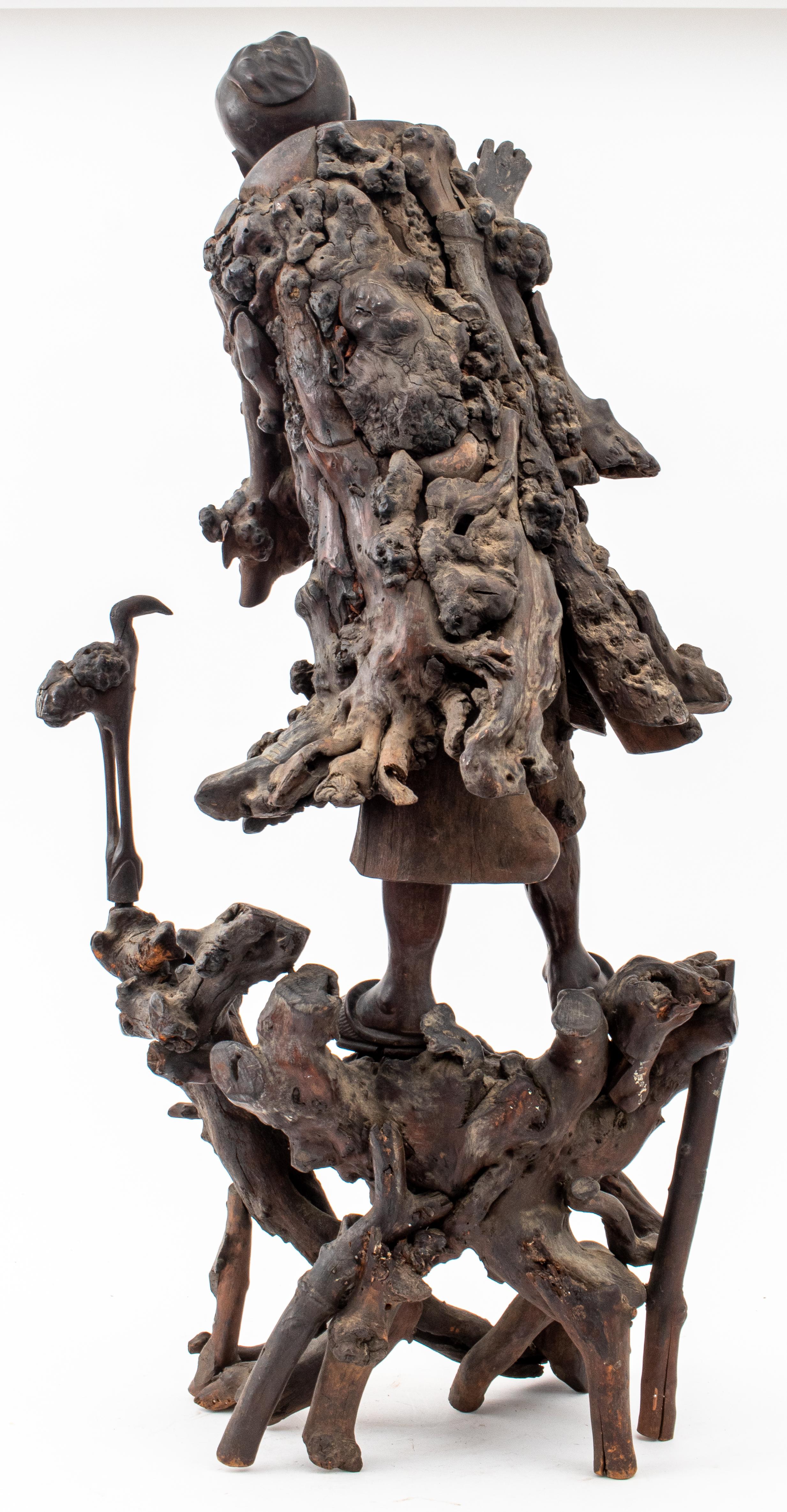 Large Chinese Rootwood Carving of Shou Lao at 1stDibs | chinese wood ...