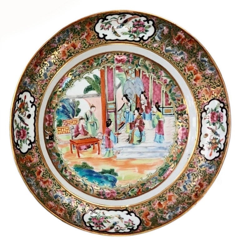 Large Chinese Rose Mandarin Export Bowls, Set of Three For Sale at 1stDibs