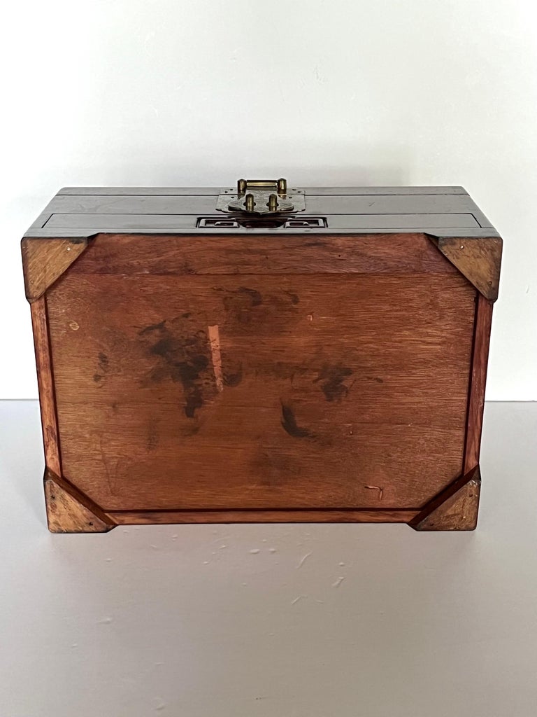 Large Chinese Rosewood Jewelry Box with Ornate Solid Brass Fittings For ...