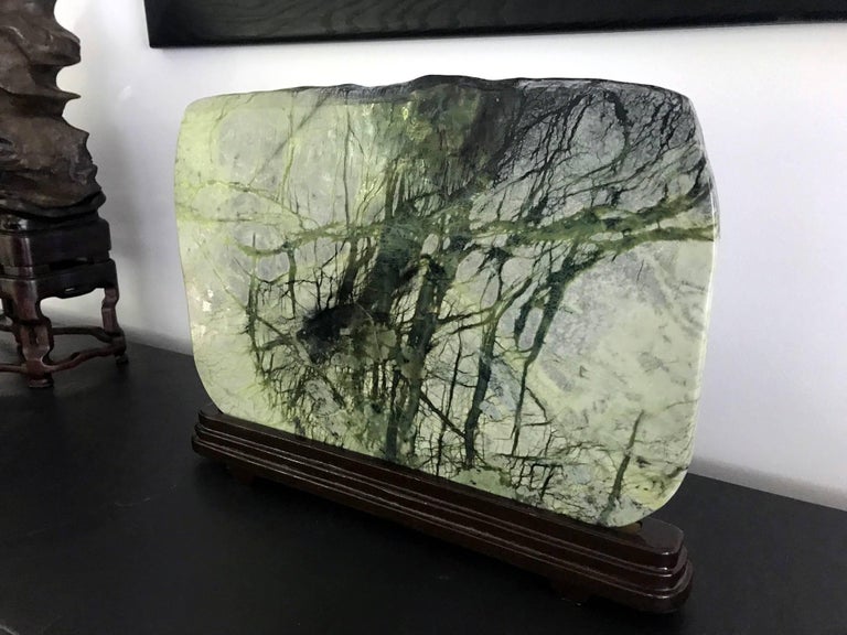 Large Chinese Scholar Greenery Stone on Stand at 1stDibs