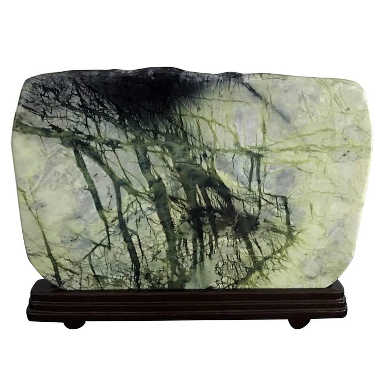Large Chinese Scholar Greenery Stone on Stand at 1stDibs