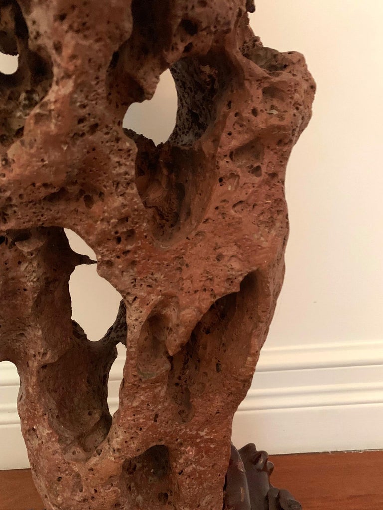 Large Chinese Scholar Stone Taihu Rock on Display Stand For Sale at 1stDibs