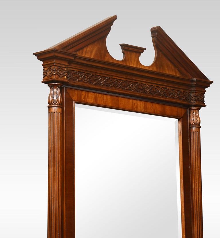 Large Chippendale Revival Mahogany Cheval Mirror For Sale at 1stDibs