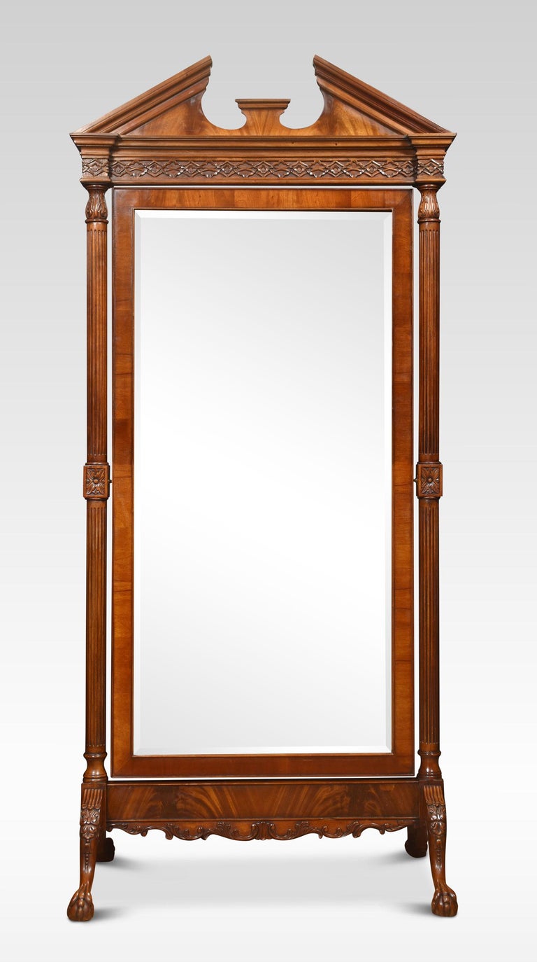 Large Chippendale Revival Mahogany Cheval Mirror For Sale at 1stDibs