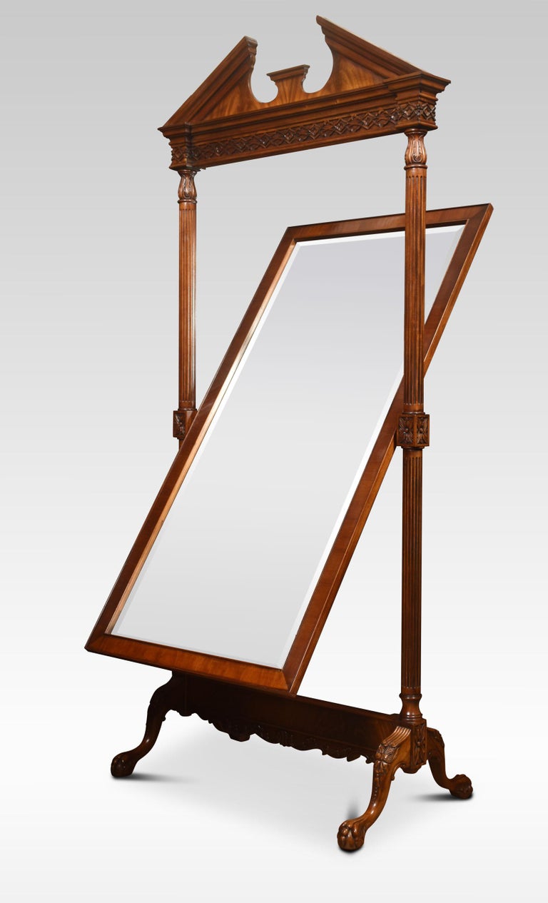 Large Chippendale Revival Mahogany Cheval Mirror For Sale at 1stDibs