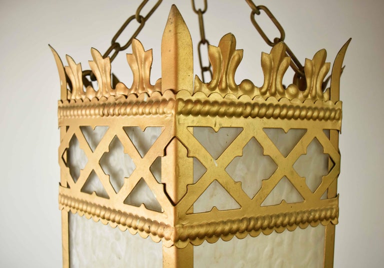 Large Church Pendant with Textured Glass at 1stDibs