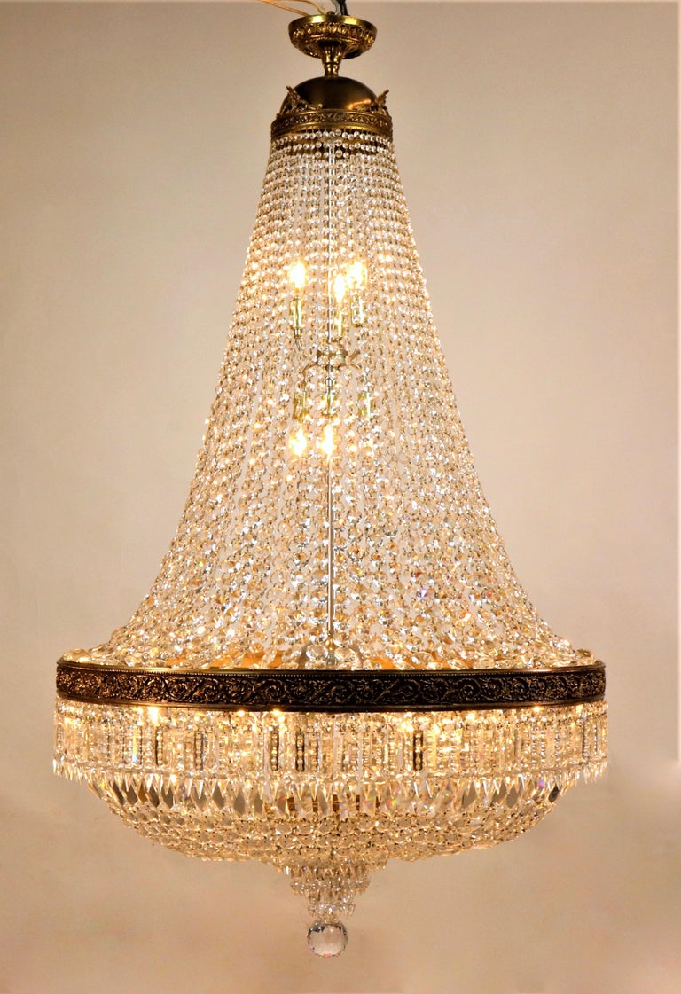 Large circa 1920 Italian Empire Style Crystal Chandelier at 1stDibs