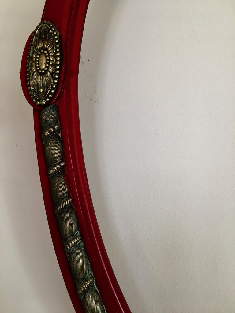 Large Circular Art Deco Red Lacquer Mirror by Sue and Mare, France ...