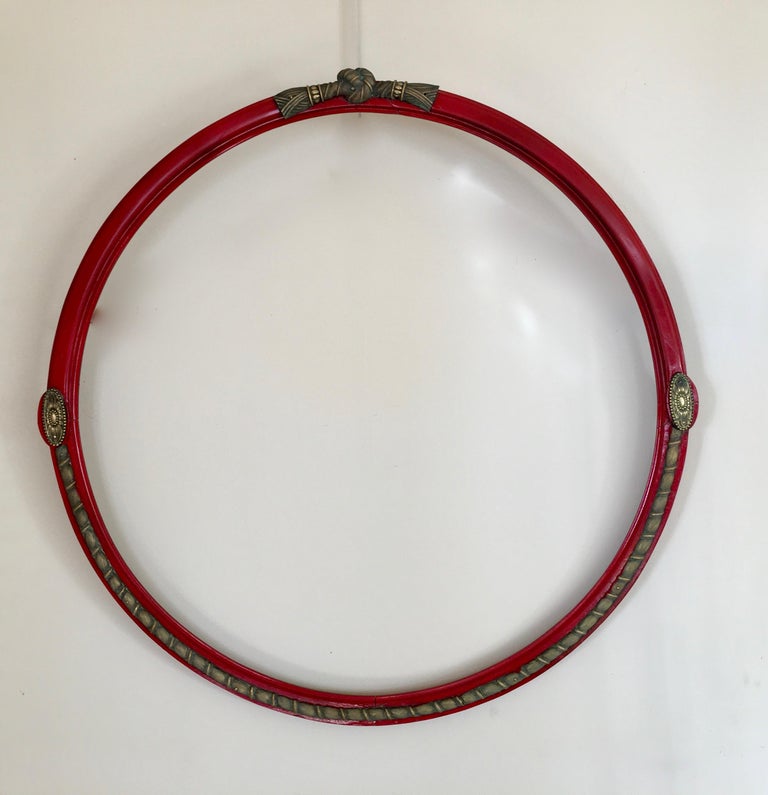 Large Circular Art Deco Red Lacquer Mirror by Sue and Mare, France ...