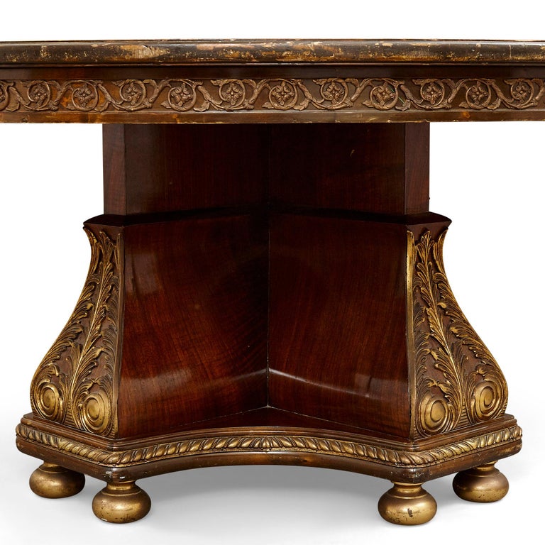 Large Circular Centre Table Adorned with Gilt Bronze and Marquetry For ...