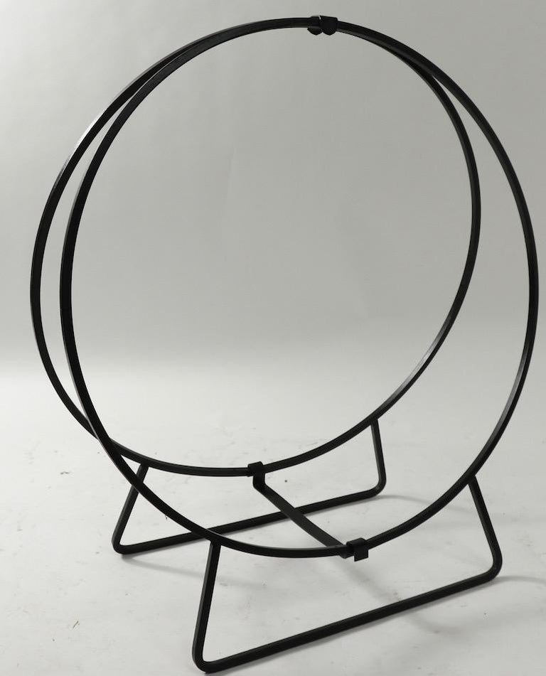 Large Circular Mid Century Wrought Iron Log Holder at 1stDibs