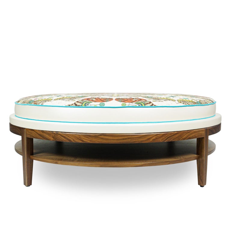 Large Circular Ottoman with Animal Print For Sale at 1stDibs