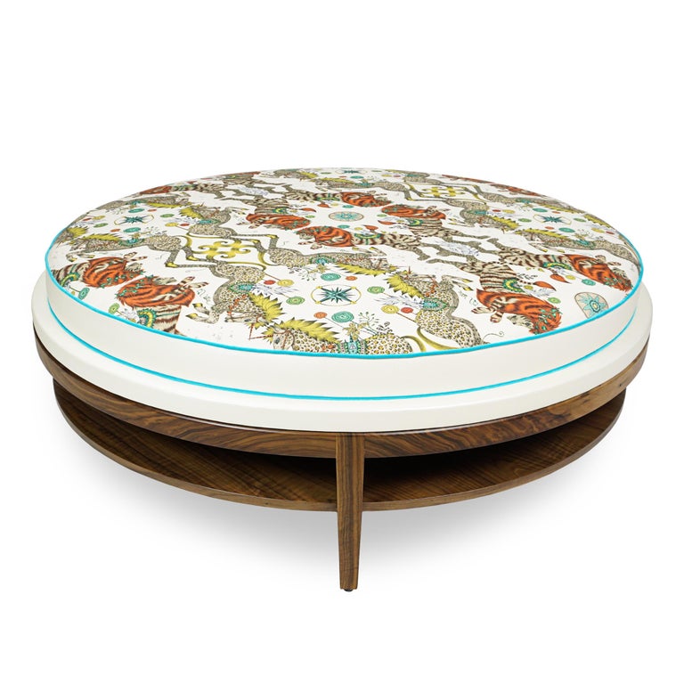 Large Circular Ottoman with Animal Print For Sale at 1stDibs