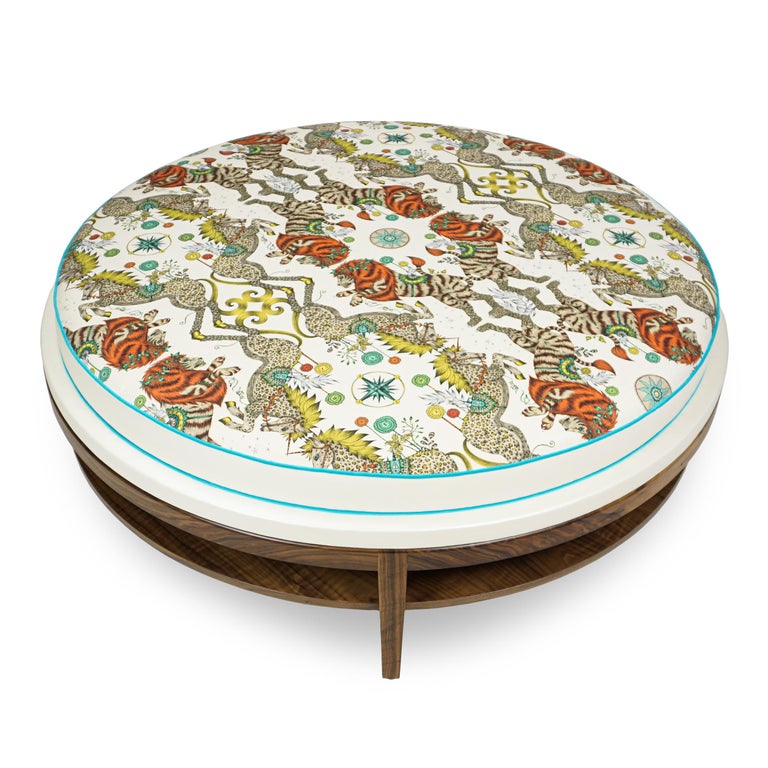 Large Circular Ottoman with Animal Print For Sale at 1stDibs
