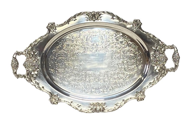 Large Classic Style Wallace Silver Plate Footed Serving Tray at 1stDibs ...