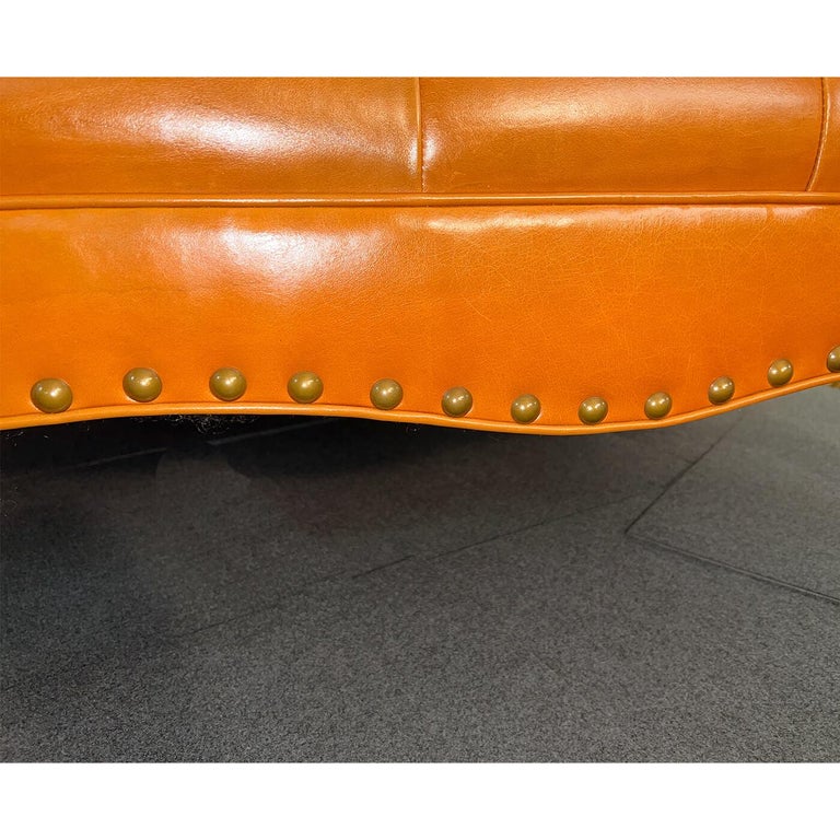 Large Classic Tufted Leather Ottoman at 1stDibs