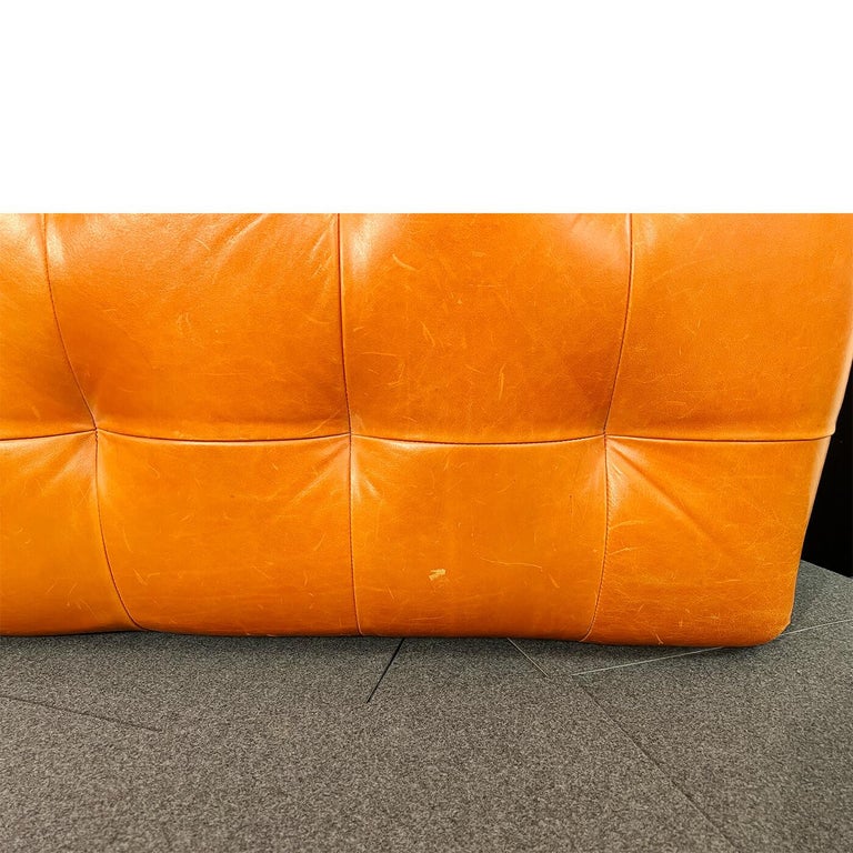 Large Classic Tufted Leather Ottoman at 1stDibs