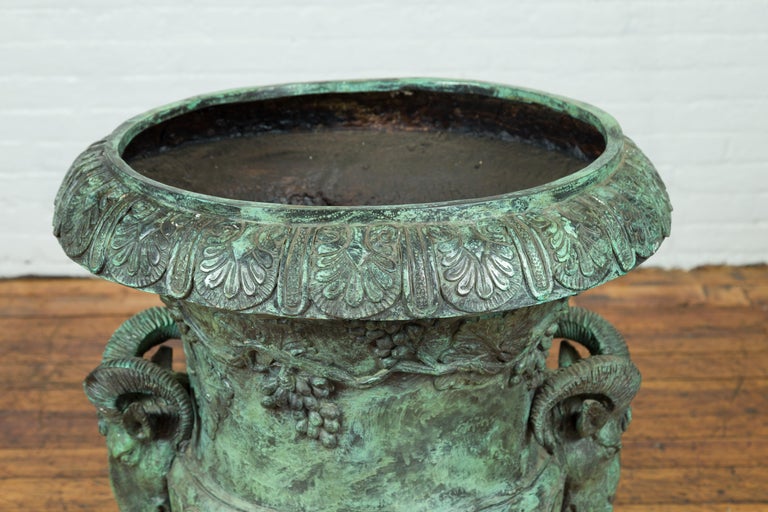 Large Classical Roman Style Bronze Urn Planter with Verde Patina and ...