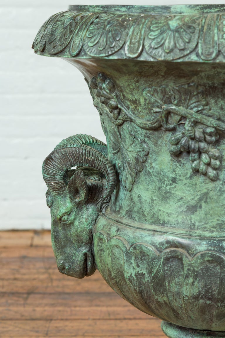 Large Classical Roman Style Bronze Urn Planter with Verde Patina and ...