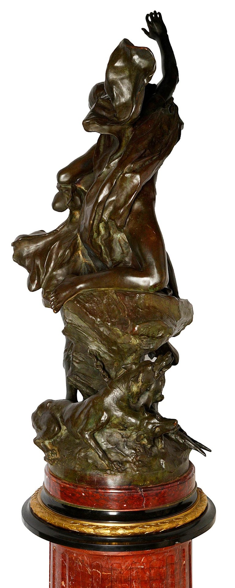 Large Classical Semi Nude Bronze Figures Mounted on Marble Pedestal ...