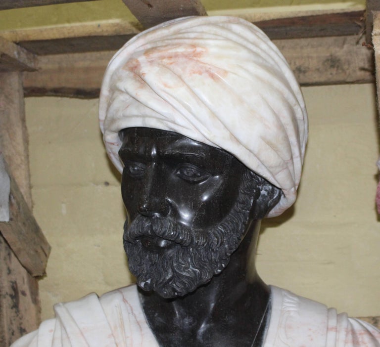 Large Classical Style Carved Marble Bust of Turbaned Man For Sale at ...