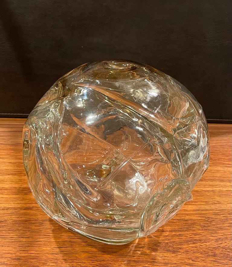 Large Clear Art Glass Orb Vase by Peter Bramhall For Sale at 1stDibs