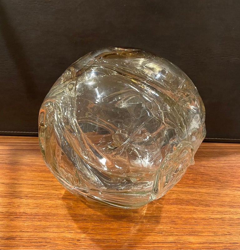 Large Clear Art Glass Orb Vase by Peter Bramhall For Sale at 1stDibs