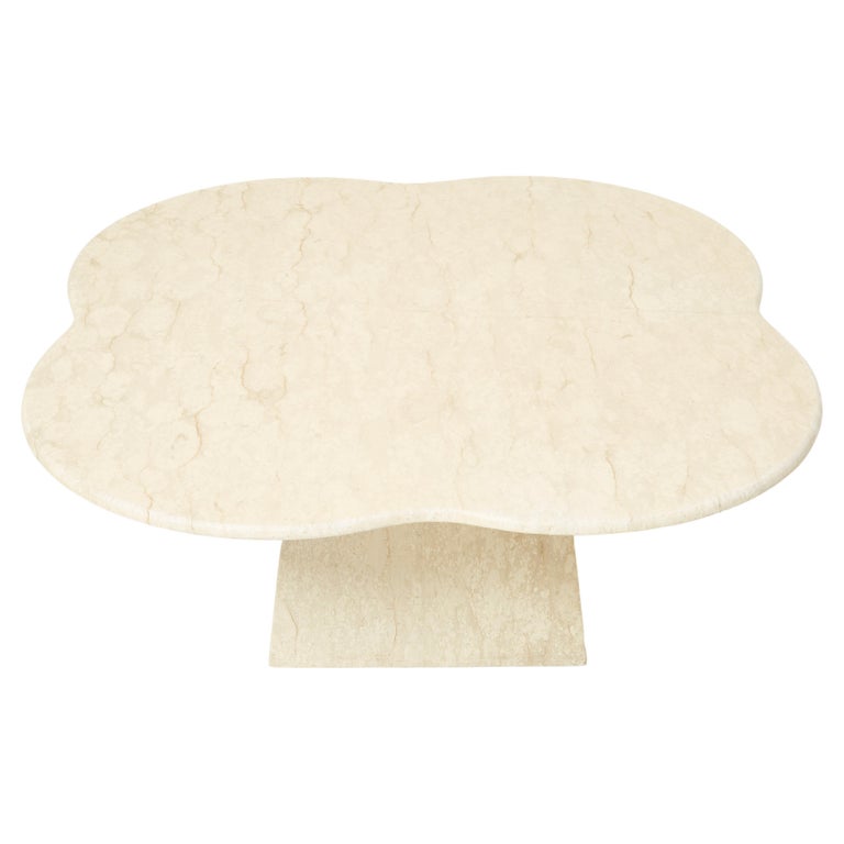 Large Clover Shaped Coffee Table Made of Italian Travertine 1970s at 1stDibs