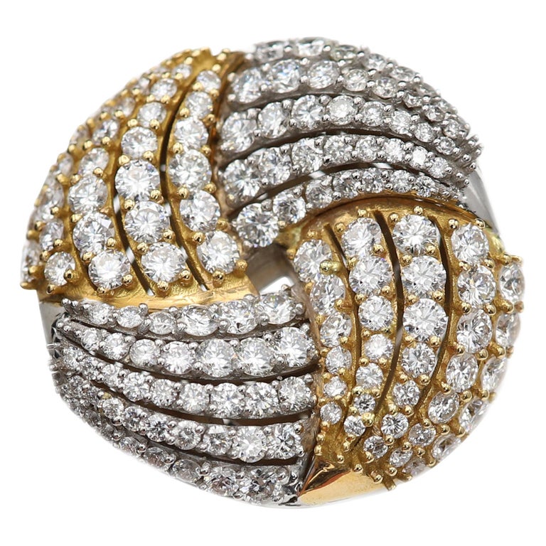 Large Cocktail Diamond Ring 18 Karat Gold Two-Tone Big Diamond Ring at ...