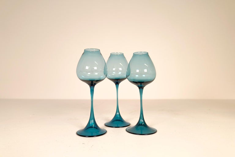 Large collection Midcentury Orrefors Tulip Glasses Nils Landberg Sweden ...