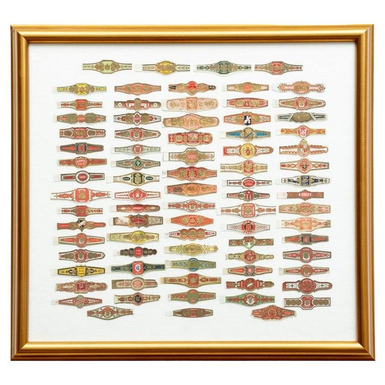 Large Collection Of Framed Vintage Cigar Bands For Sale at 1stDibs