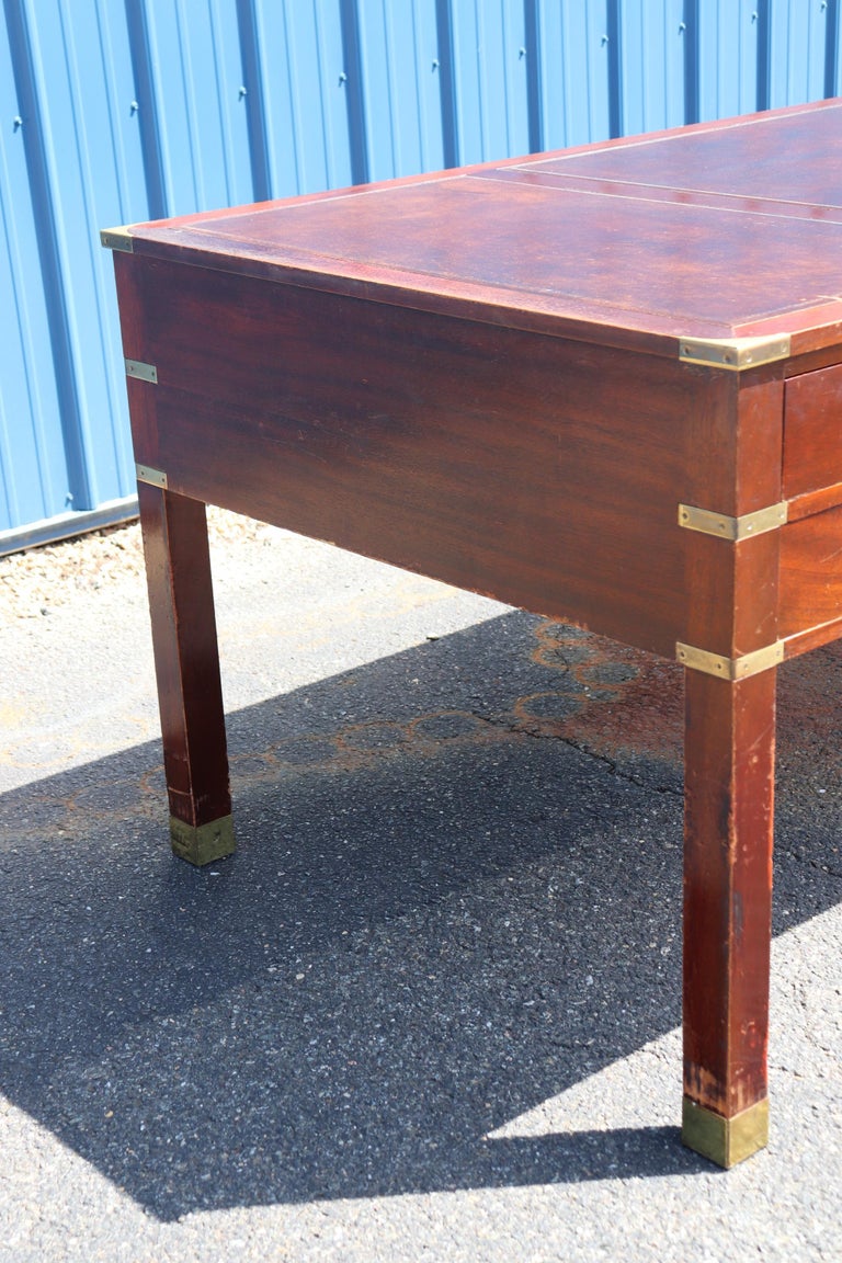 Large Colonial Style British Mahogany Campaign Desk For Sale at 1stDibs
