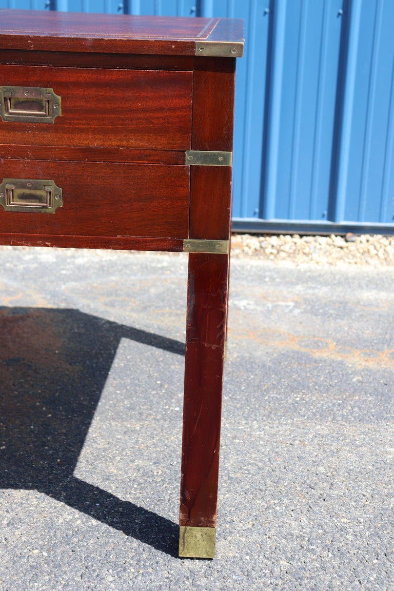 Large Colonial Style British Mahogany Campaign Desk For Sale at 1stDibs