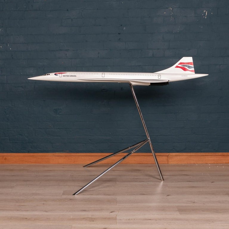 Large Concorde Model on Original Chromed Stand, circa 1980 at 1stDibs