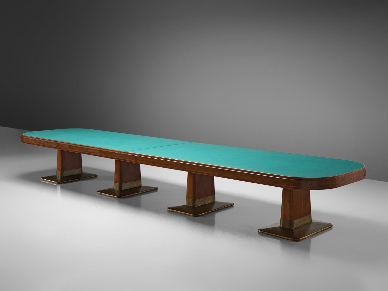Large Conference Table in Oak and Green Felt 19ft For Sale at 1stDibs