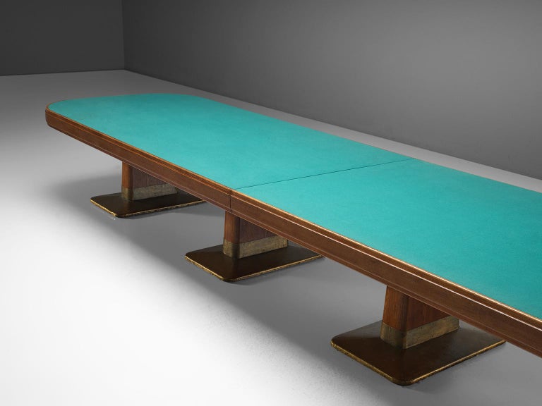 Large Conference Table in Oak and Green Felt 19ft For Sale at 1stDibs