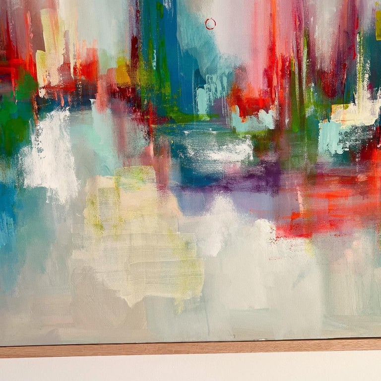 Large Contemporary Abstract Art/Painting, Oak Frame, Cityscape Style ...