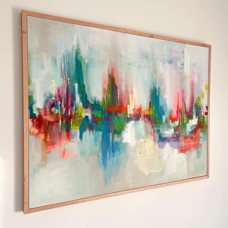 Large Contemporary Abstract Art/Painting, Oak Frame, Cityscape Style ...