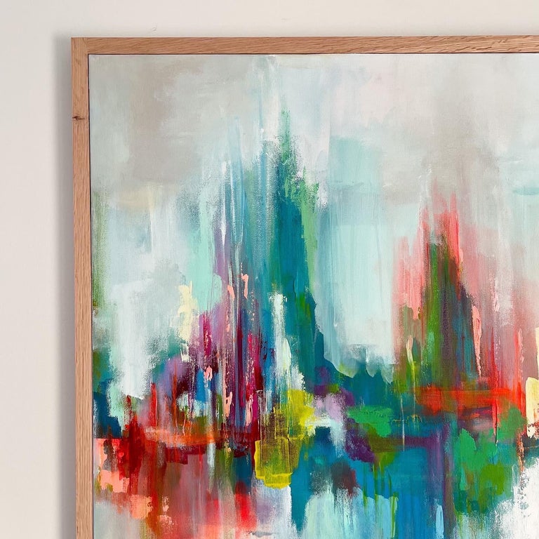 Large Contemporary Abstract Art/Painting, Oak Frame, Cityscape Style ...