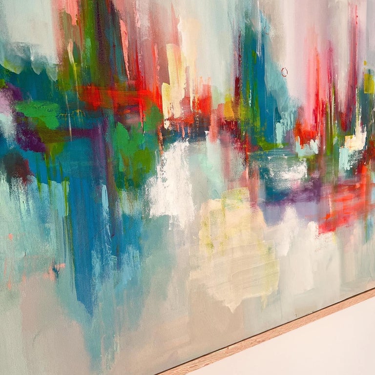 Large Contemporary Abstract Art/Painting, Oak Frame, Cityscape Style ...