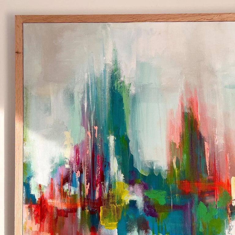 Large Contemporary Abstract Art/Painting, Oak Frame, Cityscape Style ...