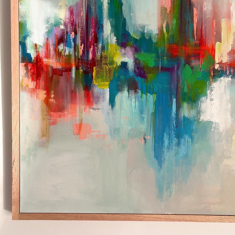 Large Contemporary Abstract Art/Painting, Oak Frame, Cityscape Style ...