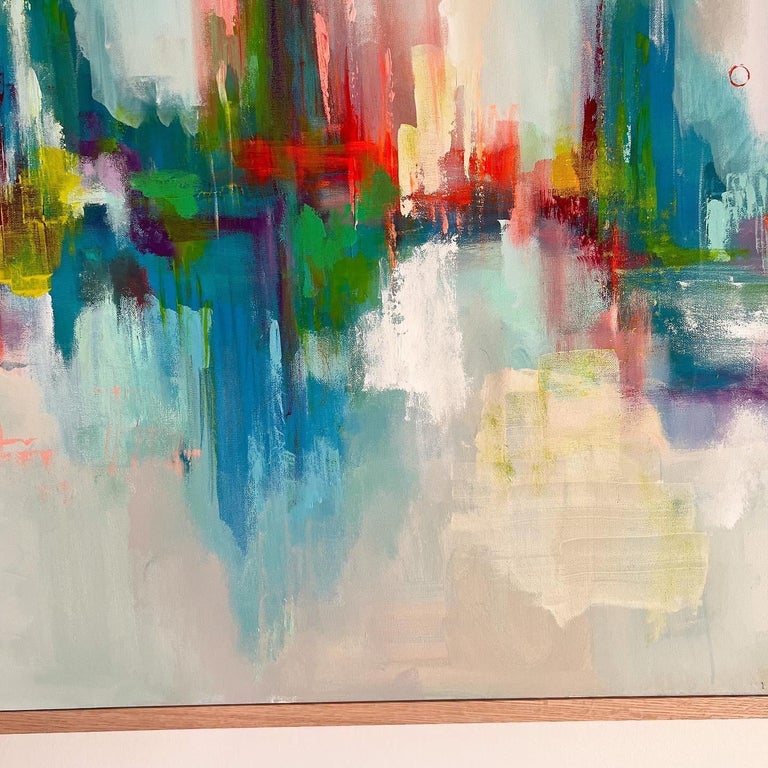 Large Contemporary Abstract Art/Painting, Oak Frame, Cityscape Style ...