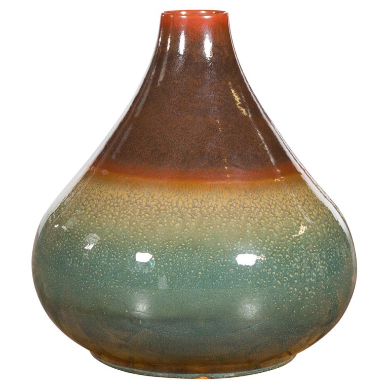 Large Contemporary Chiang Mai Prem Collection Jar with Green and Brown ...