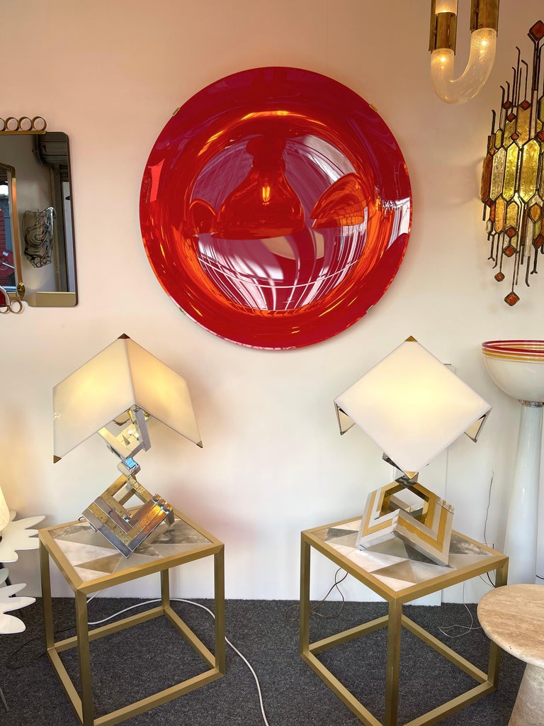 Large Contemporary Curve Concave Pink Mat Mirror, Italy For Sale at 1stDibs